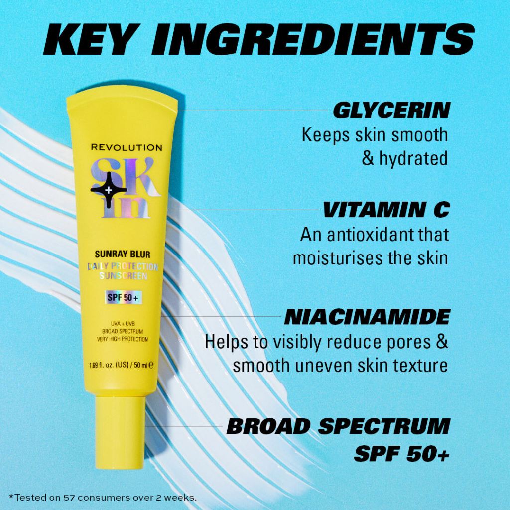 Revolution Skin Sunray Blur Daily Protection Sunscreen SPF 50+ with ...